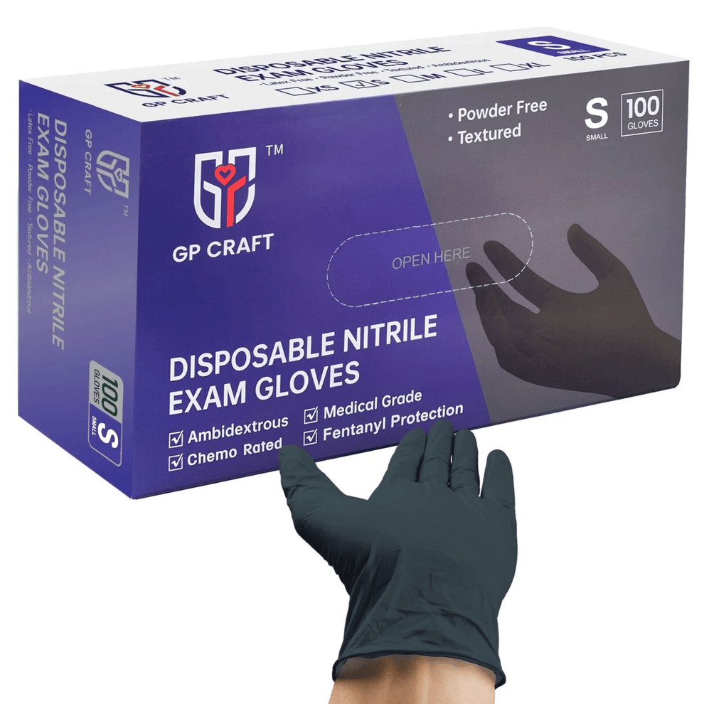 Chemo Grade Fentanyl Resistant Black Nitrile Gloves 6 Mil - BLACK (1,0 ...