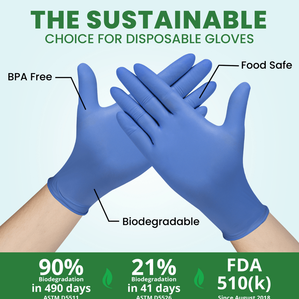 SAMPLES of Biodegradable Nitrile Gloves 4 Mil - Black | Eco Gloves